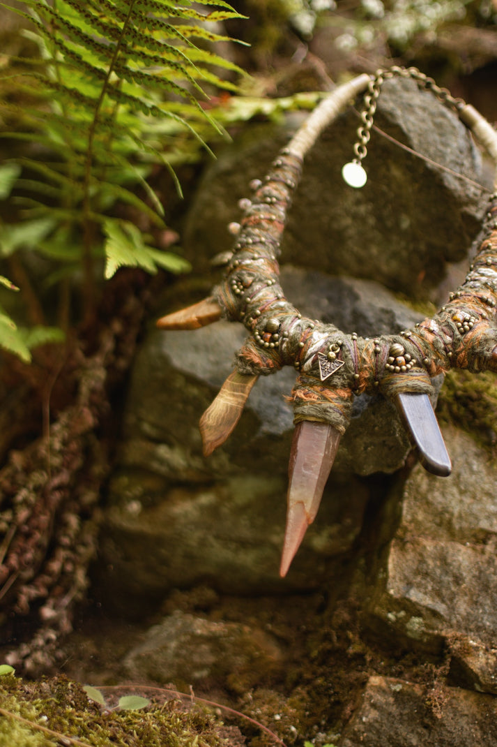 Afterlife - Necklace with Rusty Quartz and Tree fossils – Intambo ...